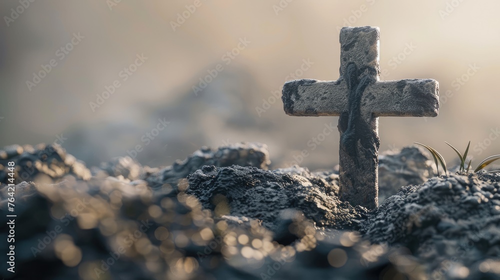 Solitude of Faith: Cross in Morning Light, lone Christian cross stands ...