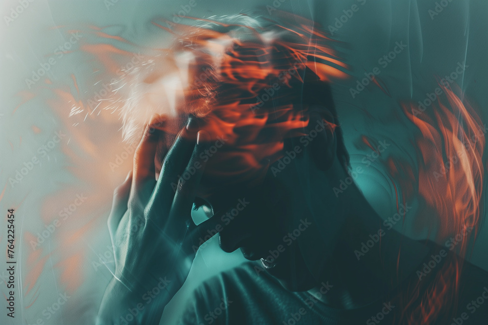 Depiction of mental illness, depression, anxiety, stress or any ...