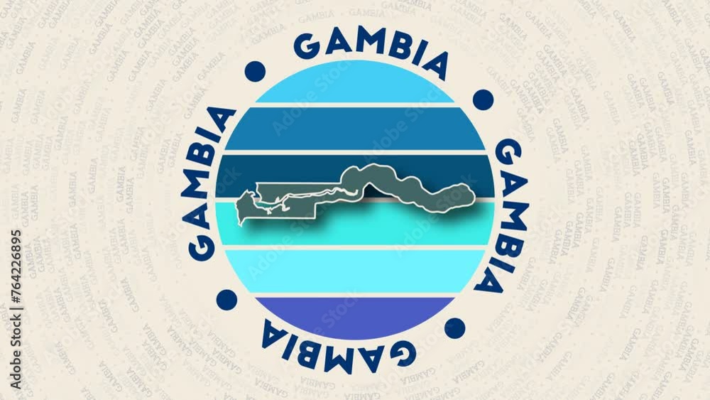 Gambia logo intro. Badge with the circular name and map of the country ...