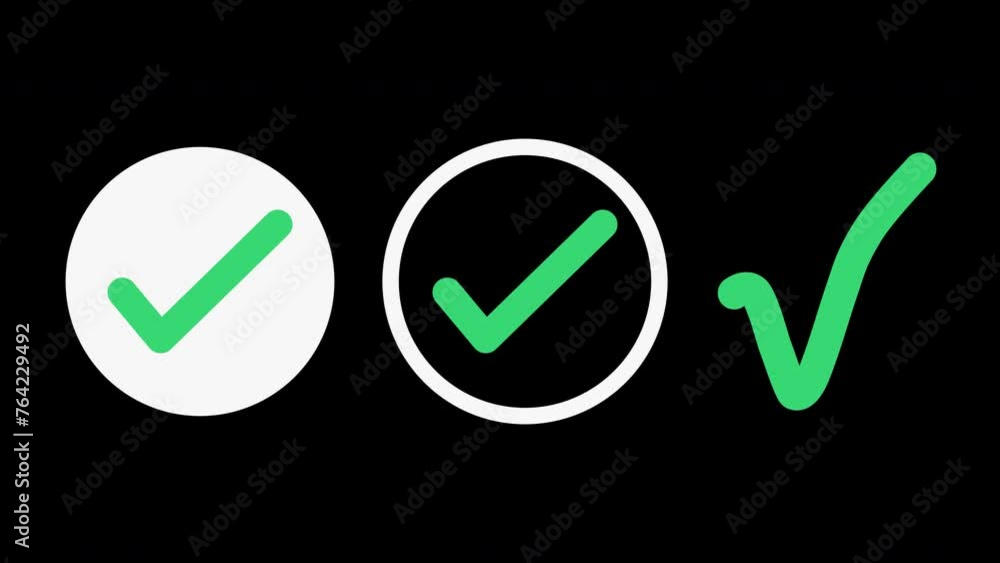 Check marks sign set, animated 4k motion graphic video. Hand drawn ...