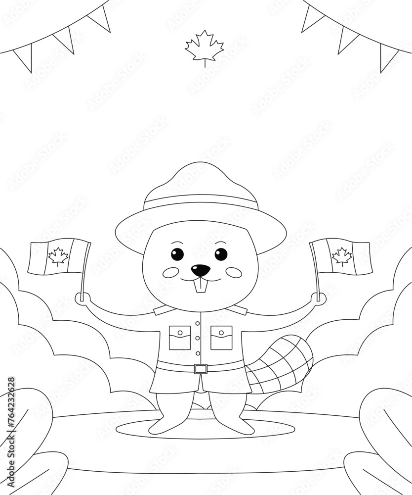 Happy Canada Day Coloring Page For Kids Stock Vector | Adobe Stock