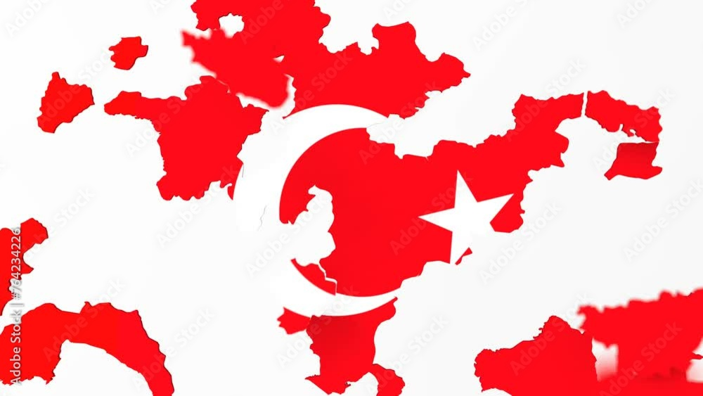 Map Turkiye Zoom in, Geography of Turkiye Map. High quality 4k footage ...