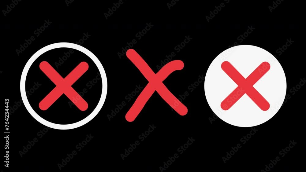 Cross marks sign set, animated 4k motion graphic video. Hand drawn ...