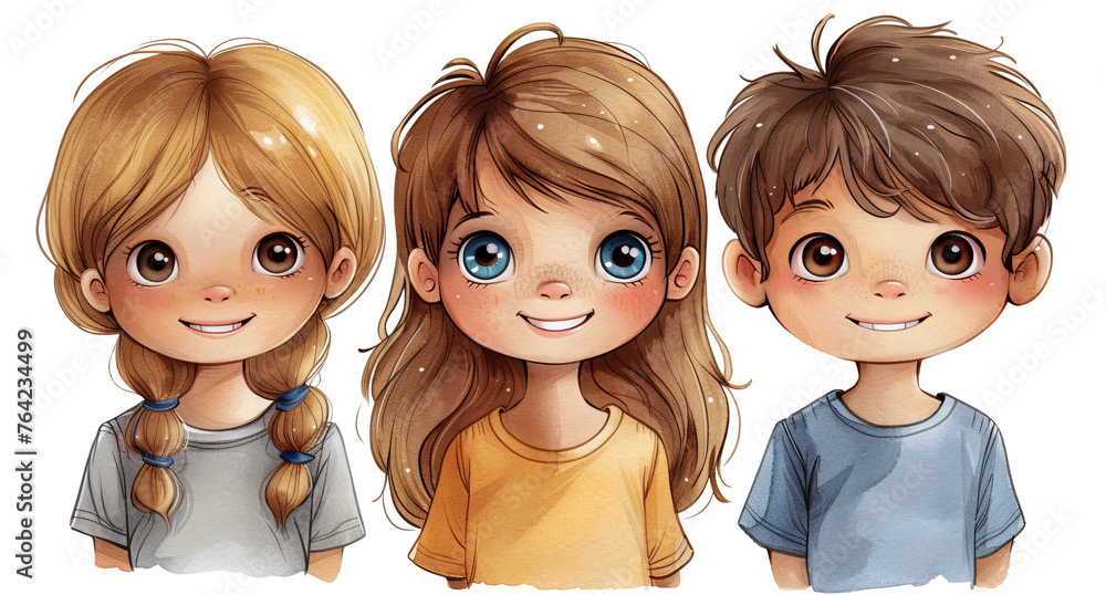 Children with smiles in cute and cartoon style clipart. Expression of ...
