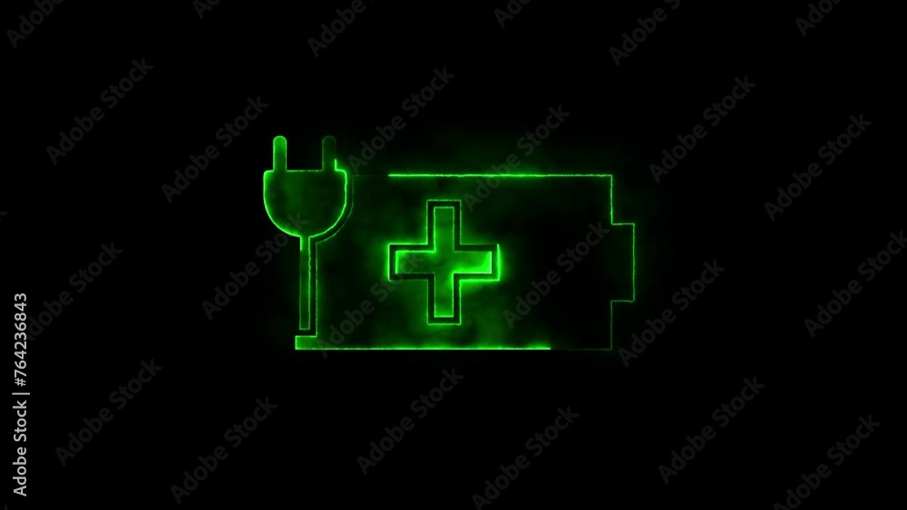Glowing blue and purple neon battery icon. Neon charge battery sign ...