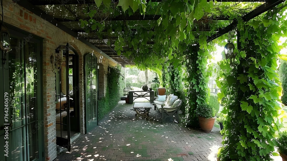 Cozy English-style veranda with flower arrangements and garden ...