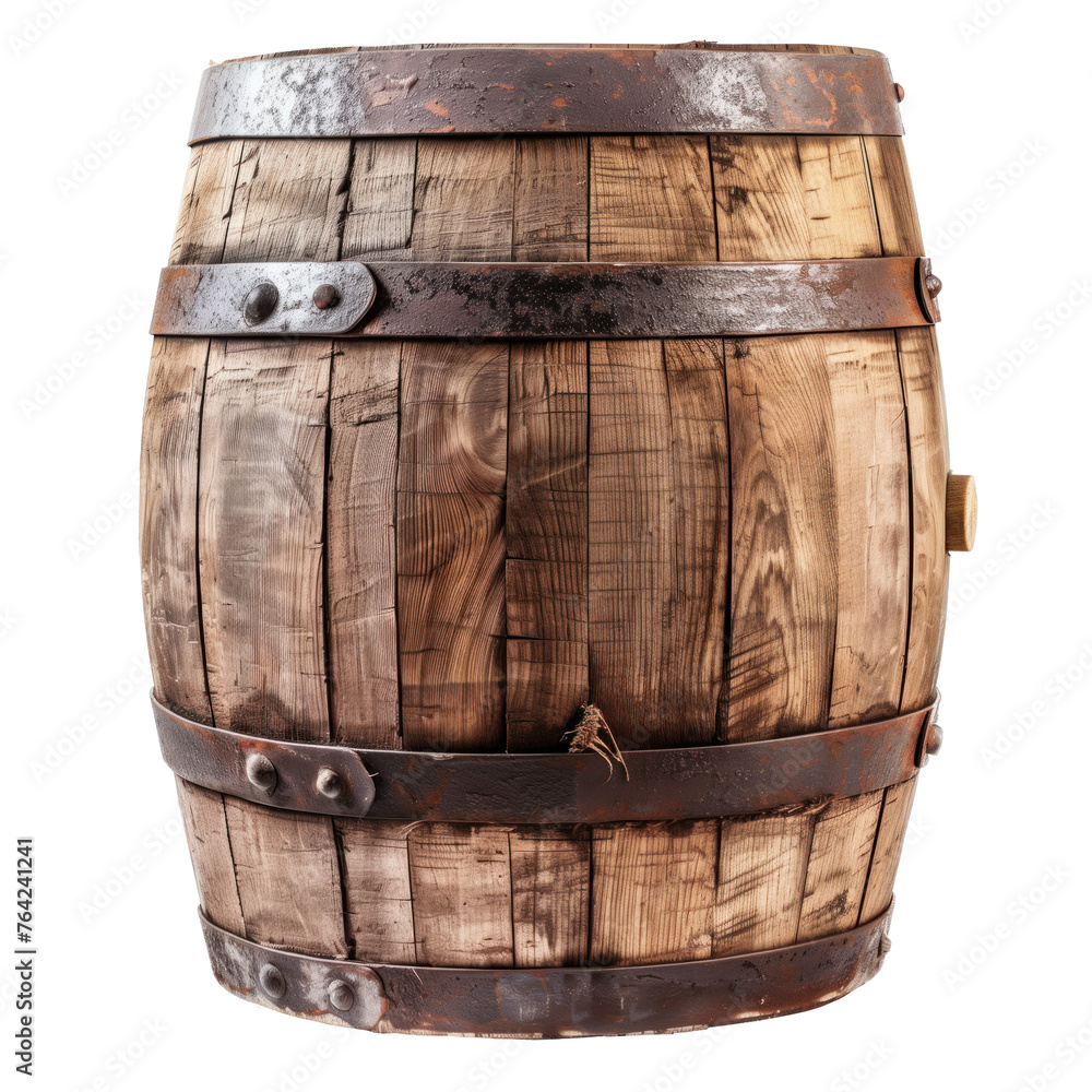 Wine barrel, side view. Old wooden barrel for storing wine close-up ...