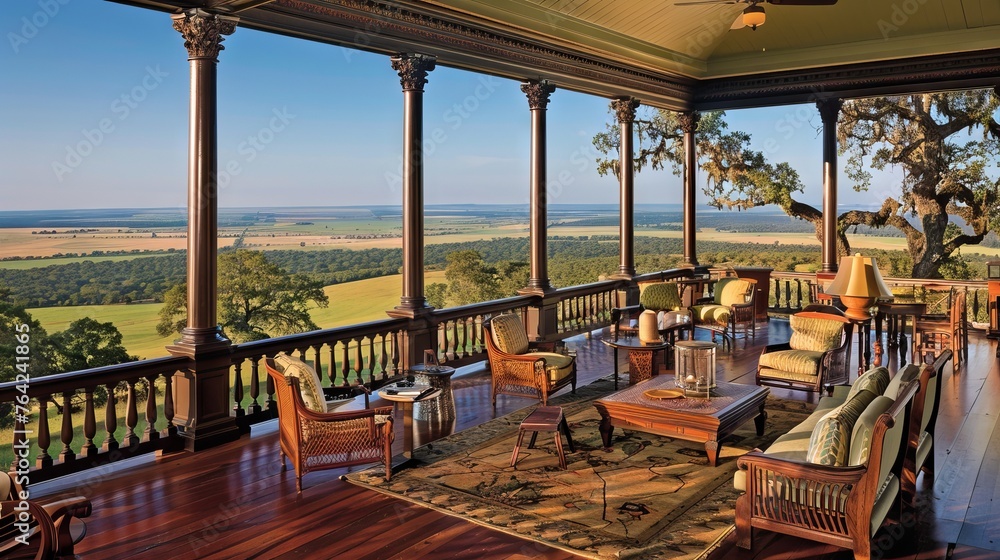 Cozy English-style veranda with flower arrangements and garden ...