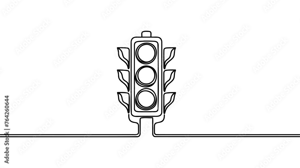 Continuous one line drawing of traffic lights with poles to regulate ...