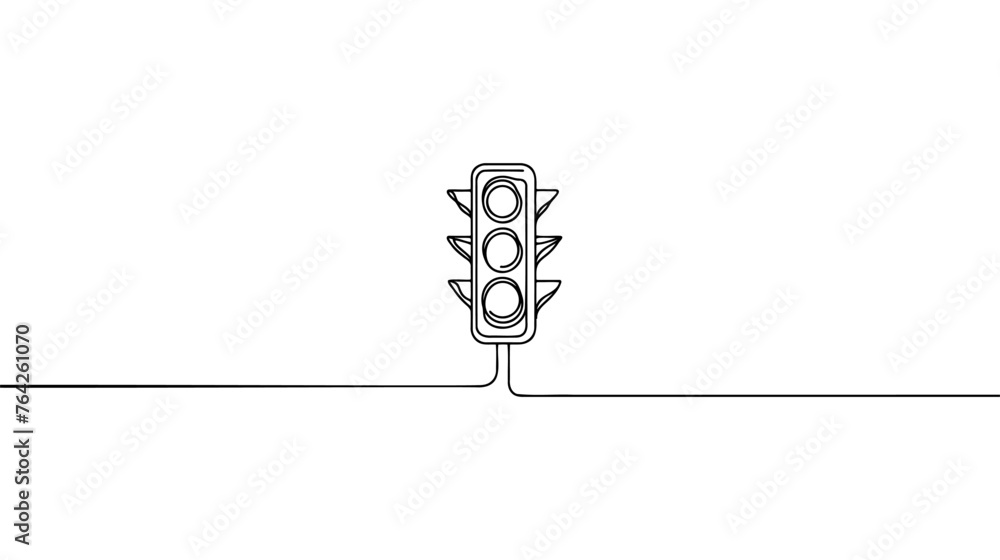 Continuous one line drawing of traffic lights with poles to regulate ...