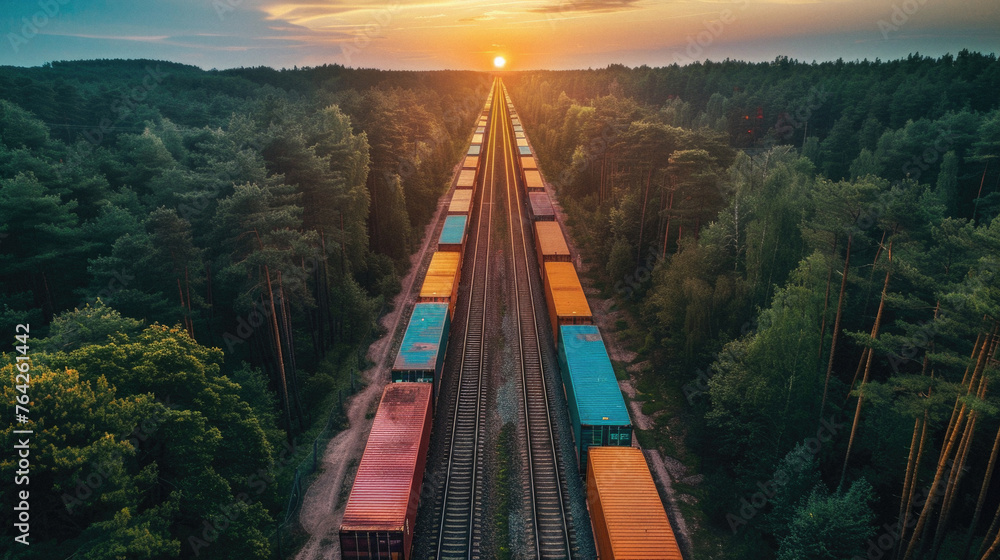 Freight train carrying cargo containers by railway. Cargo containers ...