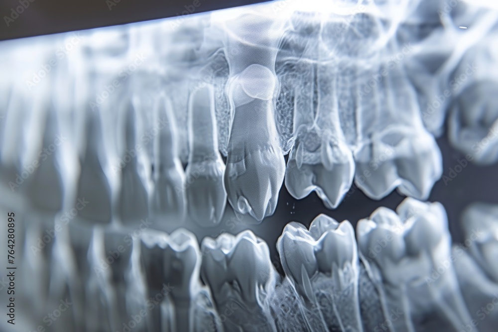 An x-ray image showing a tooth with a visibly absent neighboring tooth ...