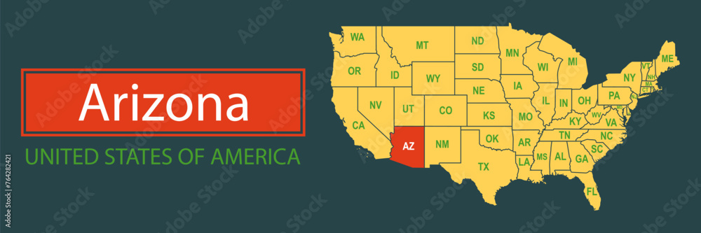 Banner, highlighting the boundaries of the state of Arizona on the map ...