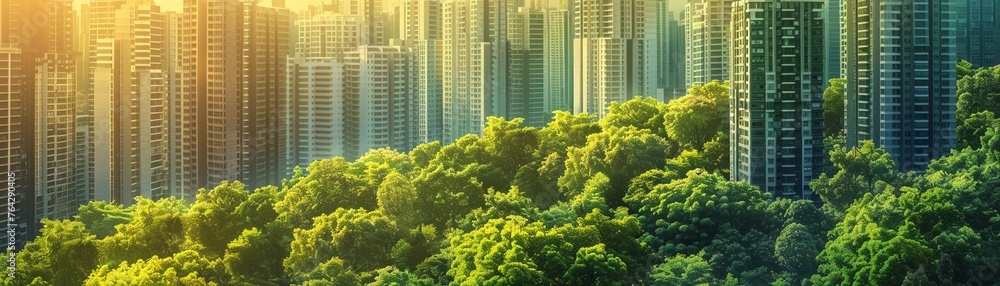 Develop a modern and futuristic graphic depicting a cityscape ...