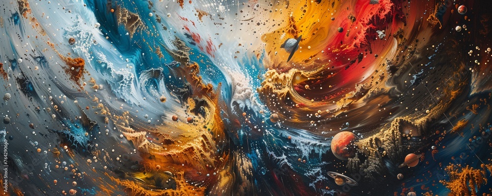 Portray the fusion of historical art styles with avant-garde concepts ...