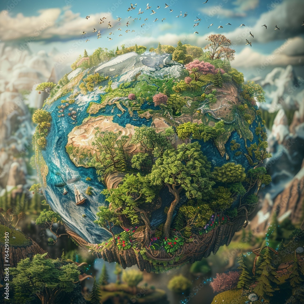 Design a captivating image illustrating a frontal view of planet Earth ...
