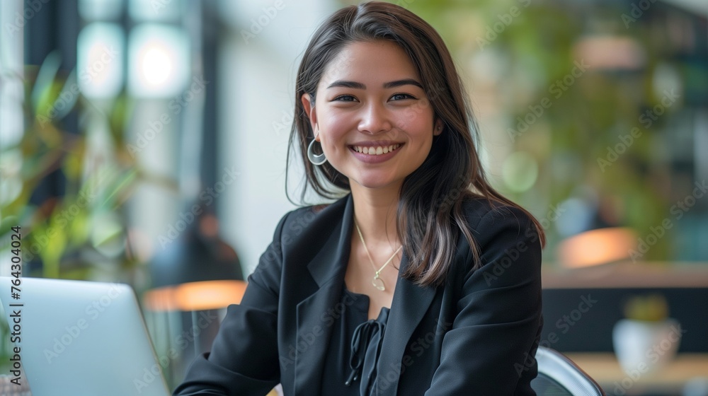 the essence of a good-looking millennial office employee or student ...