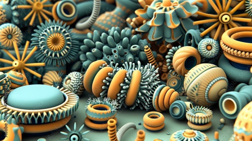 a bunch of different colored objects that are in the shape of a bunch ...