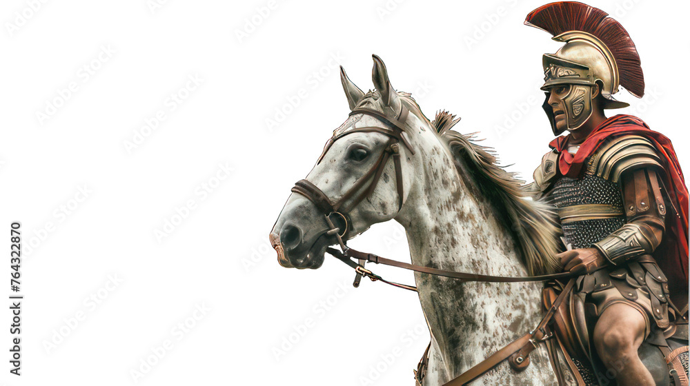 Roman soldier on a horse isolated on white created with Generative AI ...