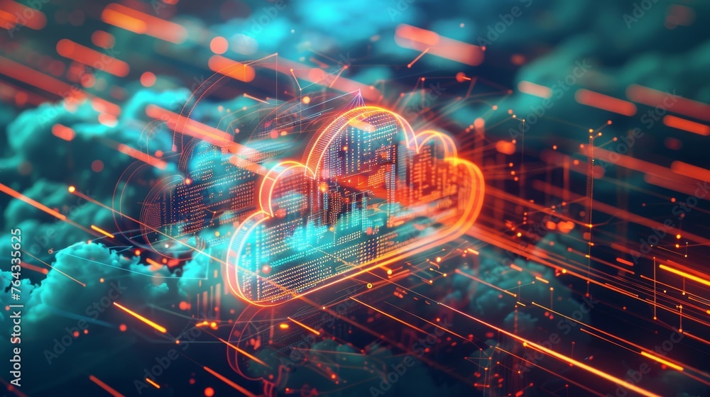 Cloud Architecture And Internet Infrastructure Concept Visualized Through An Abstract