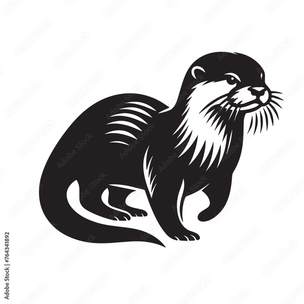 Otter River Acrobat silhouette, Playful Otter silhouette, River Otter ...