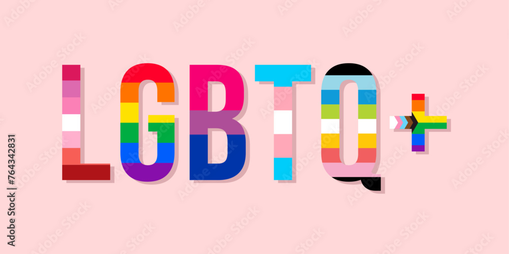 LGBTQ+ word banner vector illustration isolated on white background ...