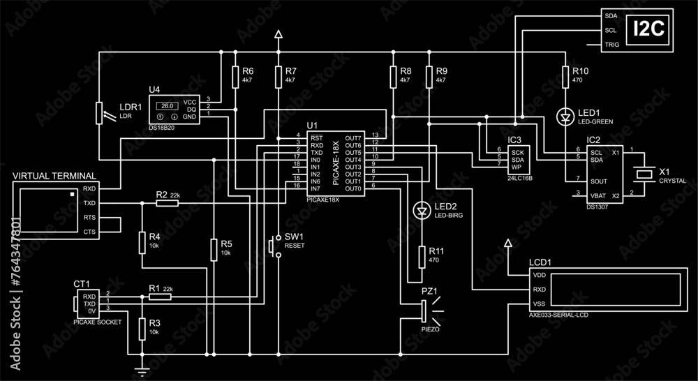 Schematic diagram of electronic device. Vector drawing electrical ...