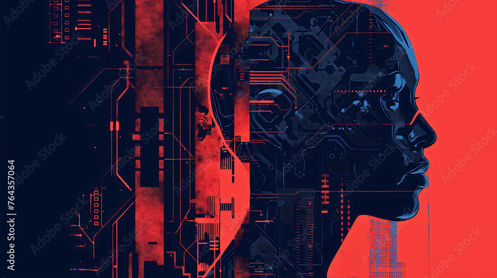 AI artificial intelligence robot futuristic cyborg technology red and ...