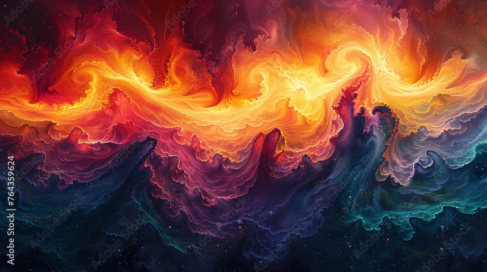 This image features a striking abstract representation of waves in a ...