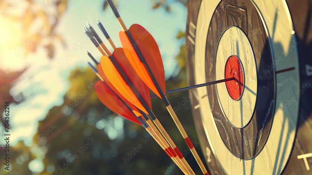 a target with multiple arrows hitting the bullseye, symbolizing the ...