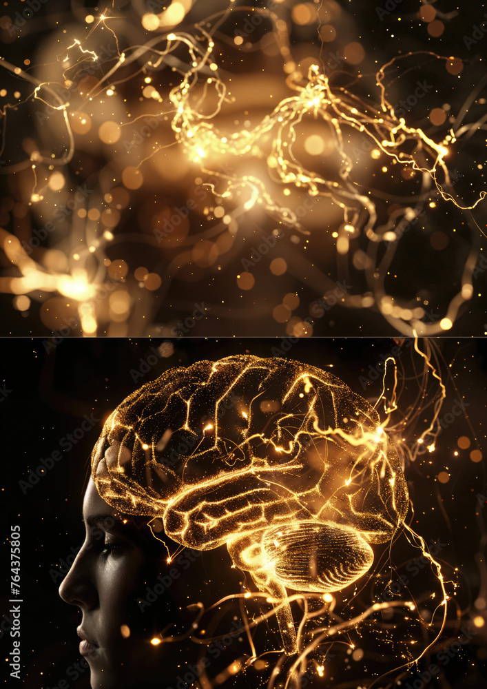 Illustration of a brain on fire, exploding with ideas and light and ...
