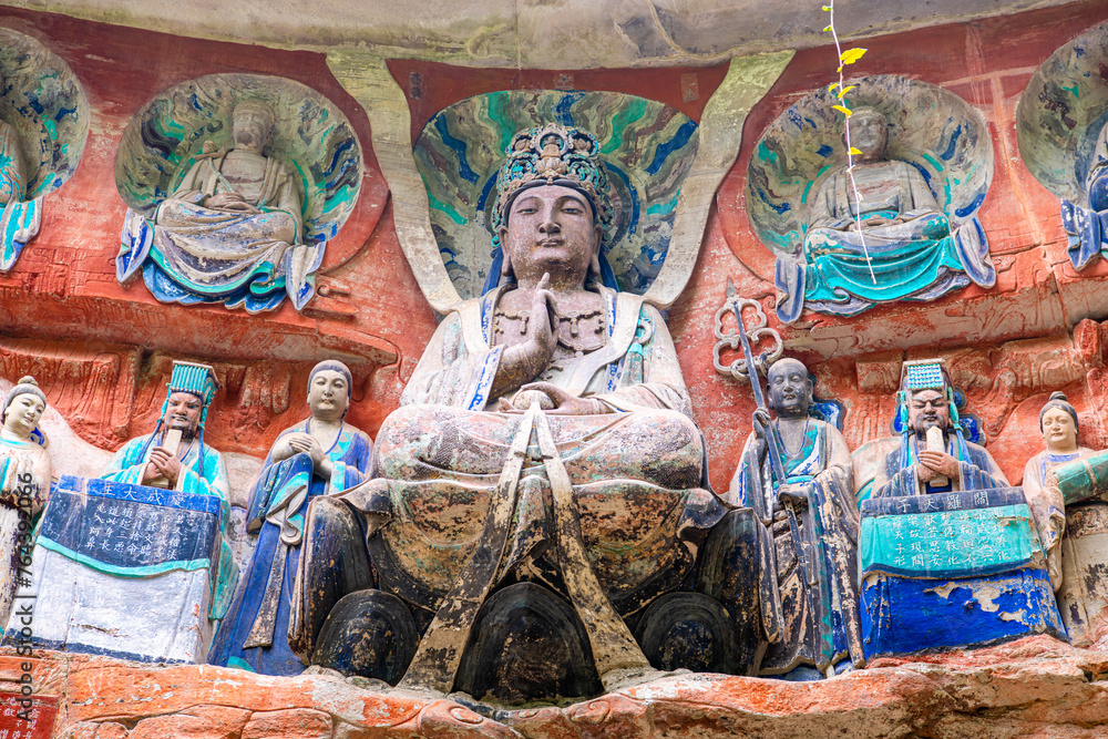 Ancient Giant Buddhist Hillside Rock Carving, Western Pure Land - Dazu ...