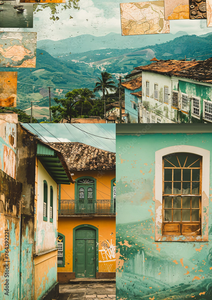 Collage of Rio De Janeiro city Brazil portrait, with beautiful tropical ...