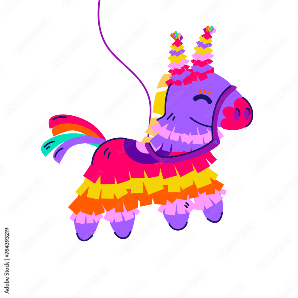 Mexican donkey pinata. Cartoon vector illustration Funny paper animal ...