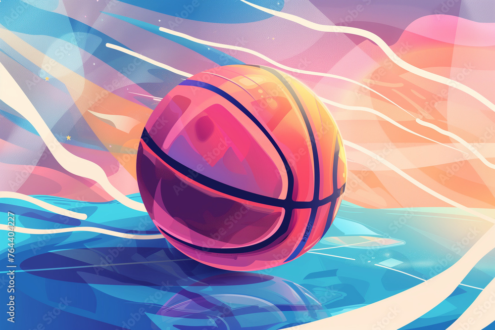 Basketball ball flaming energy around. Abstract grainy gradients ...