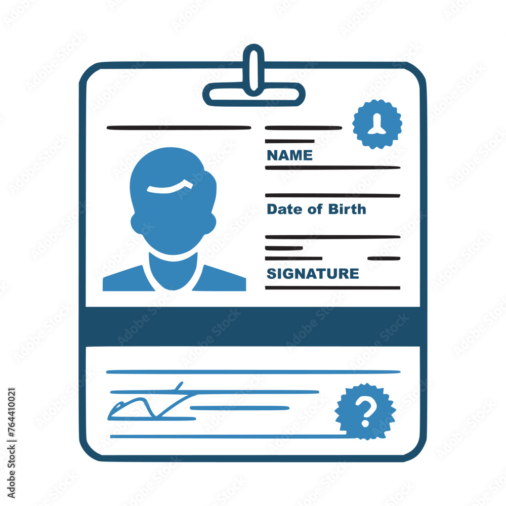 Identification card with Profile icon. National Id card document with ...