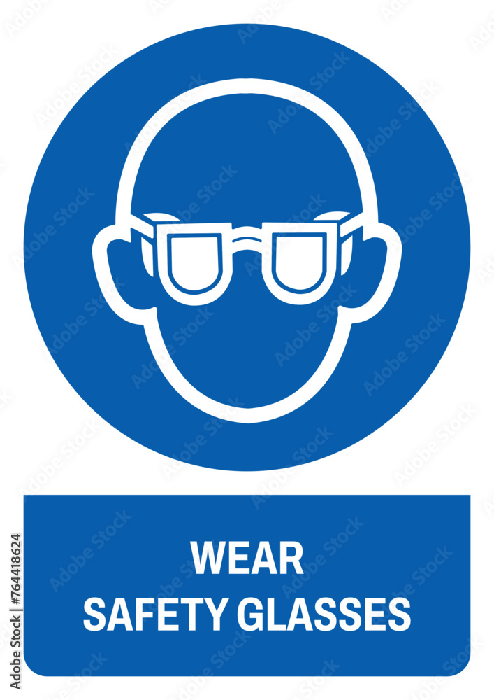ISO mandatory safety signs wear safety glasses size a4/a3/a2/a1 Stock ...