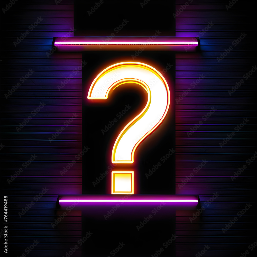 Neon Question Mark Icon: Illuminated Symbol for Inquiries(Generative AI ...