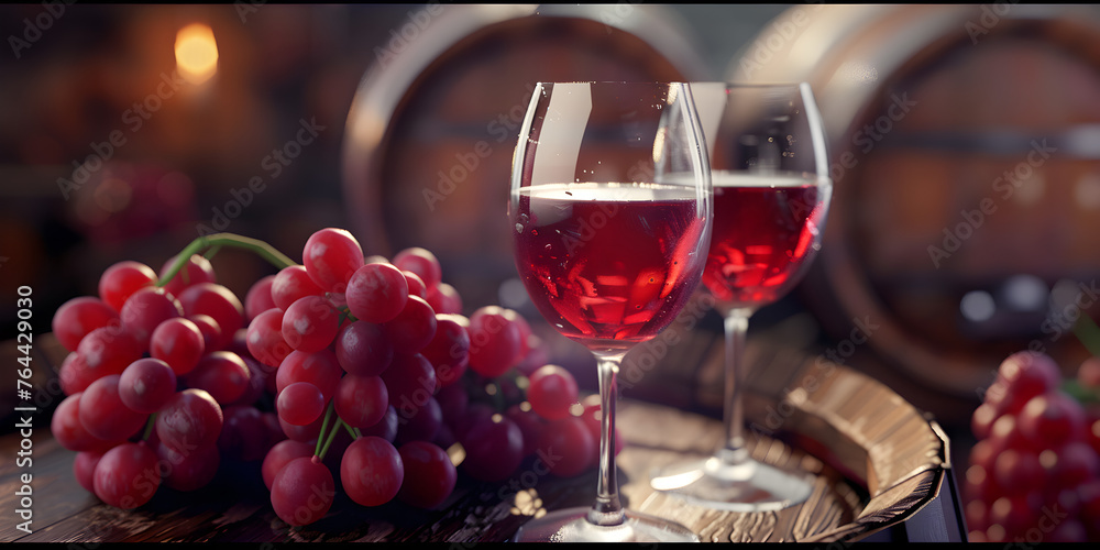 Red Wine Glasses and Grapevine on Table,Wine Enthusiast's Dream: Red ...