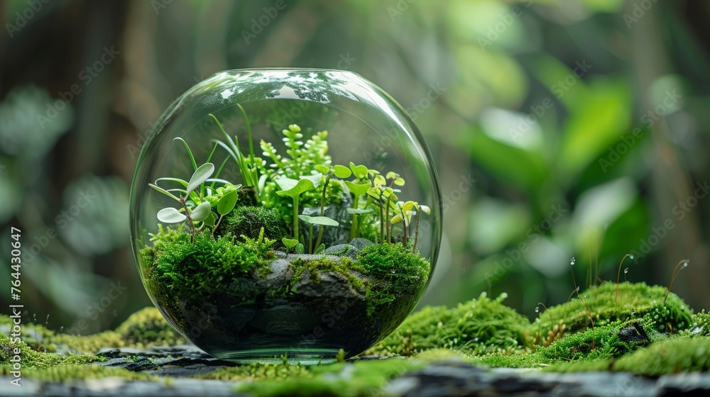 Artistic terrarium scenes with lush moss, illustrating its ...
