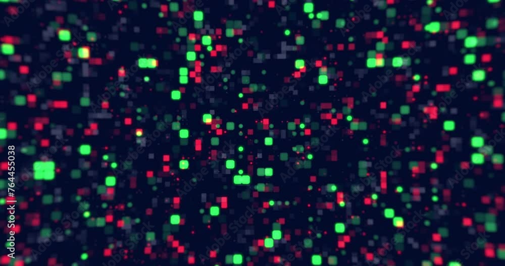 Digital small squares and circles moving background 4K. Hi tech ...