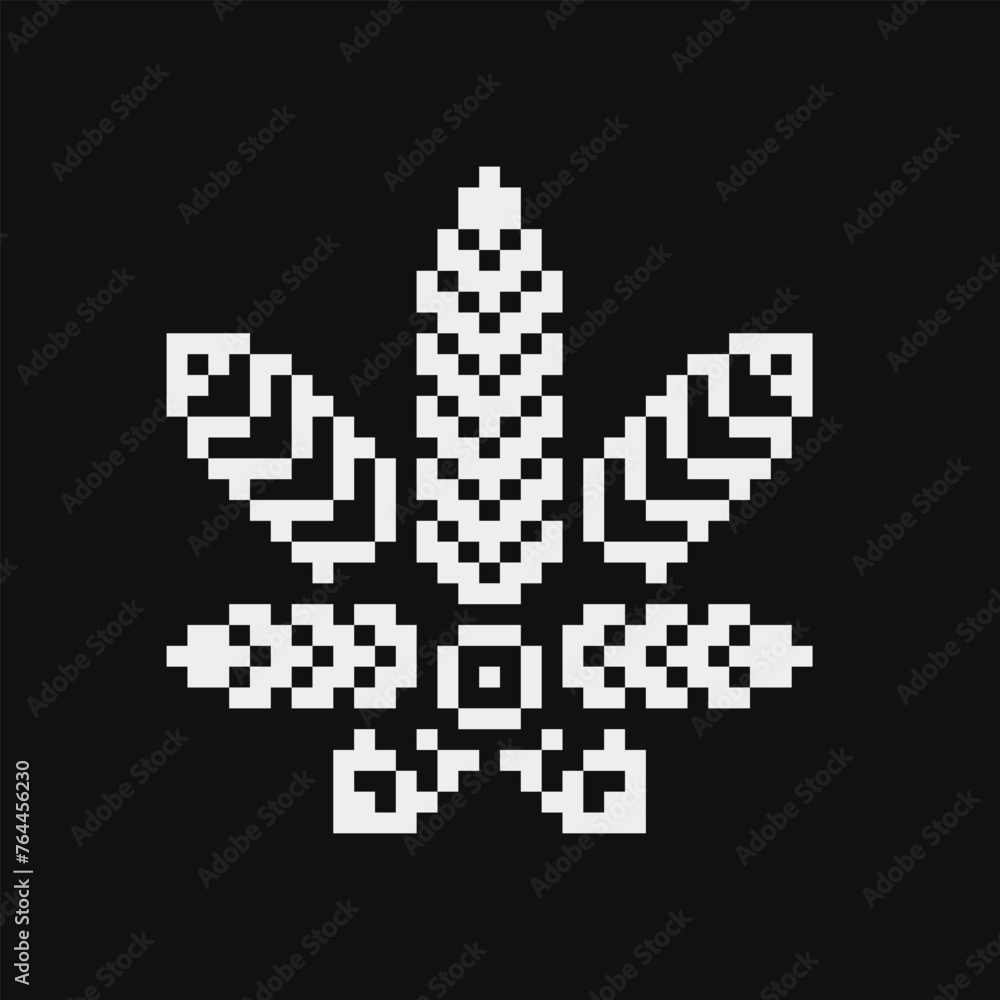 Marijuana leaf sticker, pixel art abstract background, cannabis sign ...