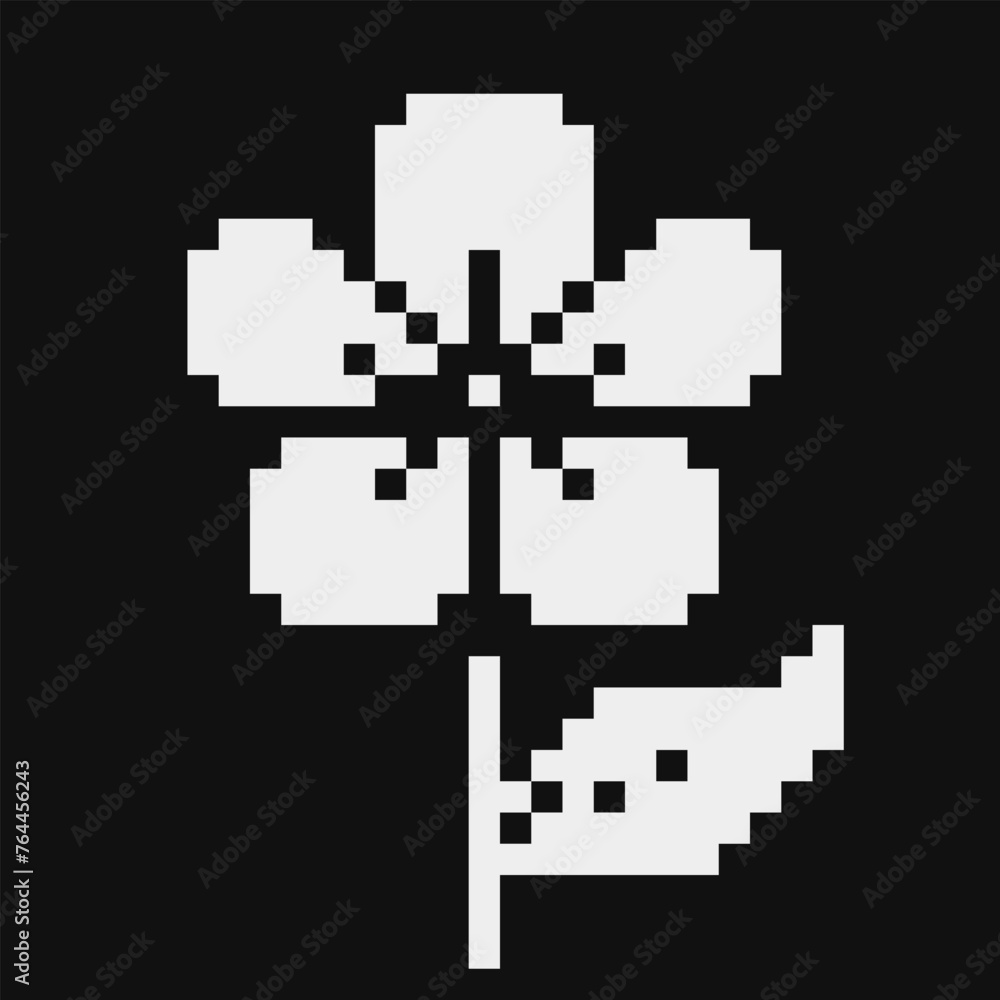 Flower icon. Pixel art background. Logo of the flower shop. Element for ...