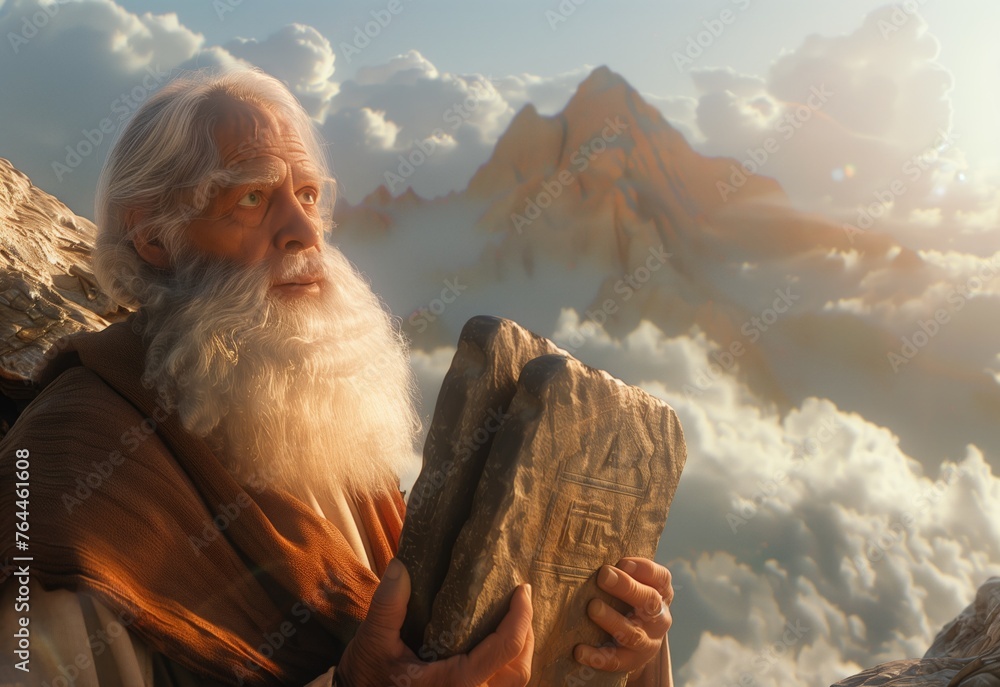 Generative AI of Moses and the Ten Commandments concept for Mount Sinai ...