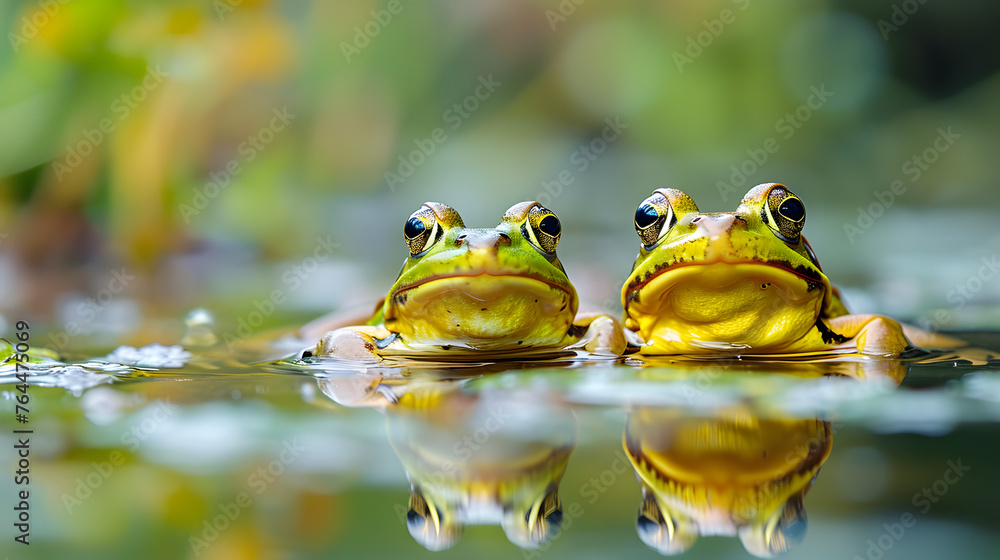 The lively scenes of frogs in wetlands during their breeding season ...