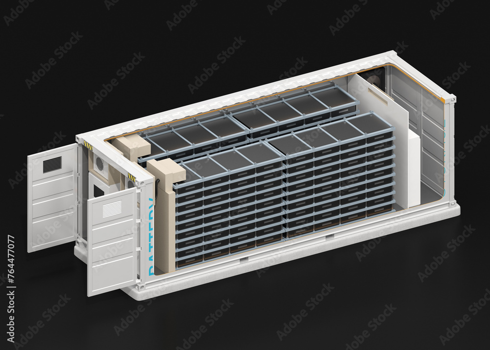 Isometric Cutaway view of Containerized Battery Energy Storage System ...