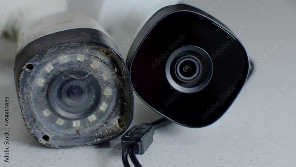 Vidéo Stock Security Camera - Detail of an old and modern security ...