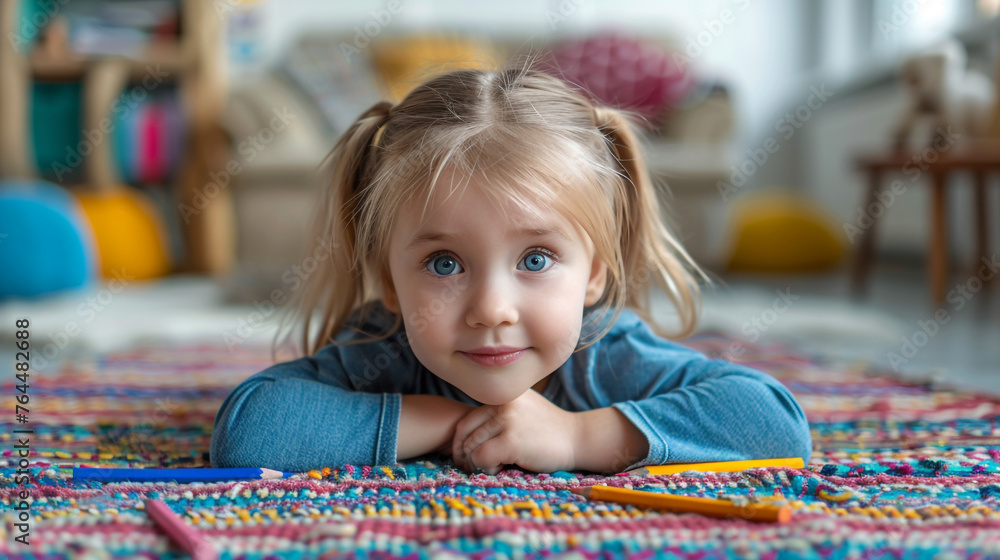 little child drawing, little child drawing with pencils,. little child ...