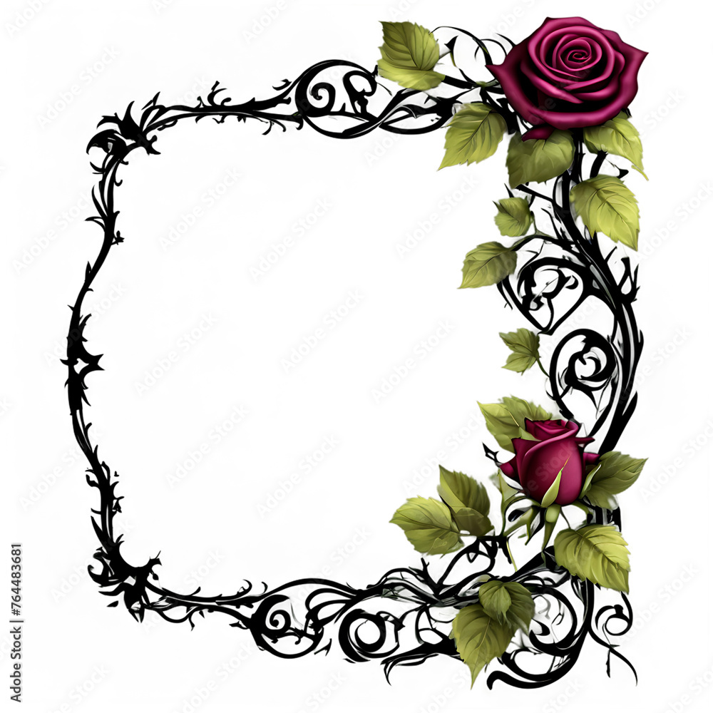 Gothic rose vine border with dark romantic elements Transparent ...