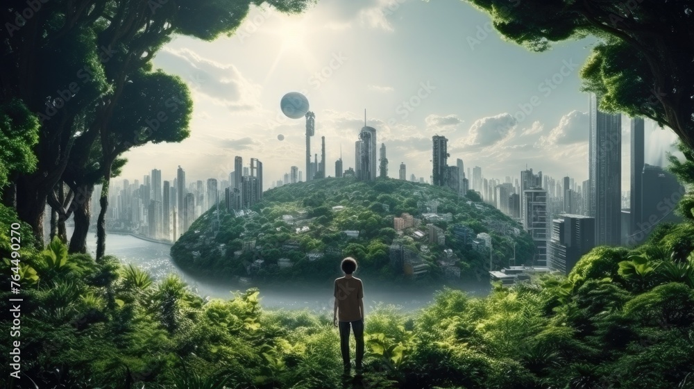 Sustainable environment concept. The image depicts human thinking ...